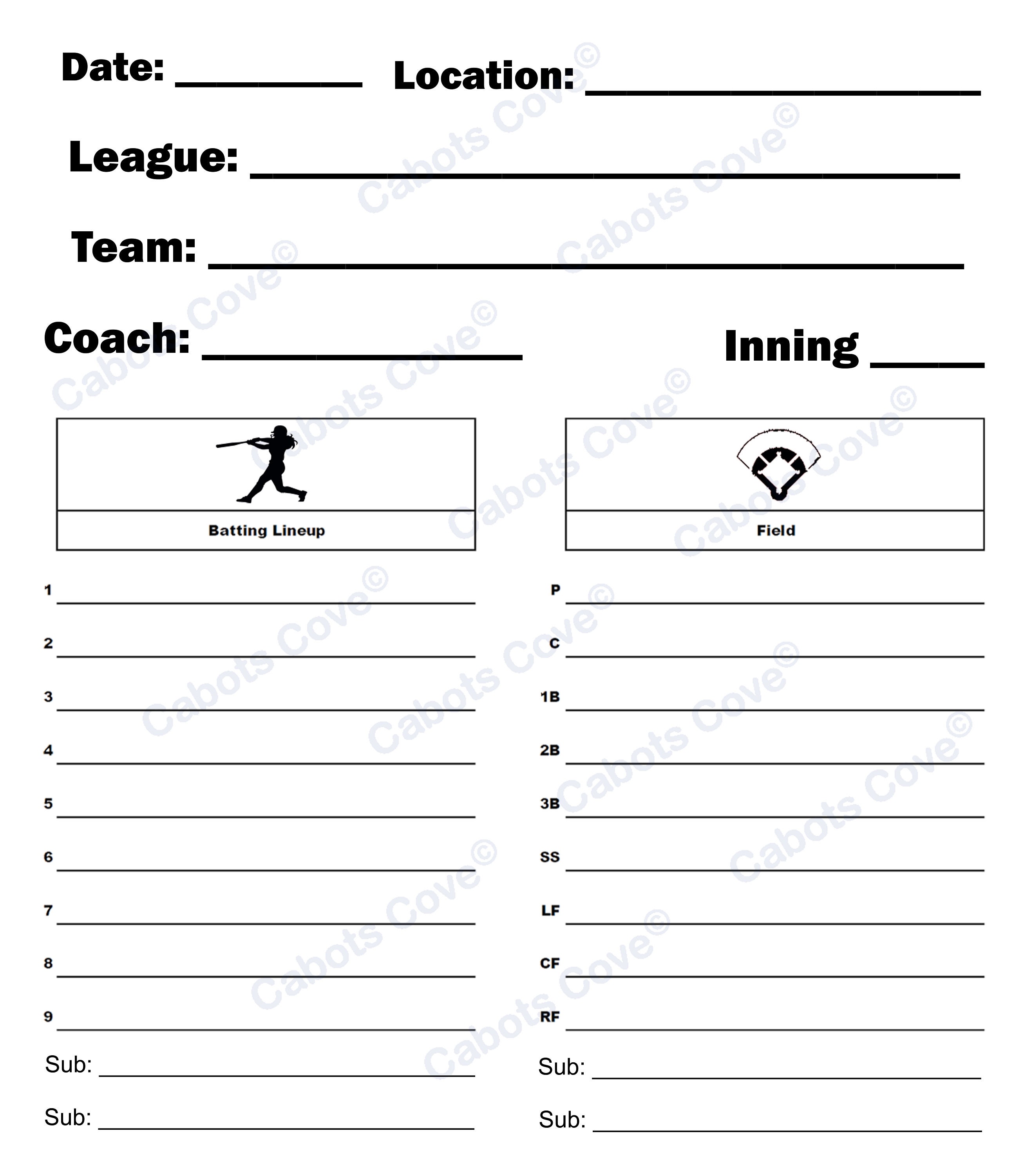 PRINTABLE Softball Batting Order Lineup Card - Etsy