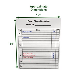 Dorm Chore Chart, Chore Board, Schedule, Weekly Planner - Etsy