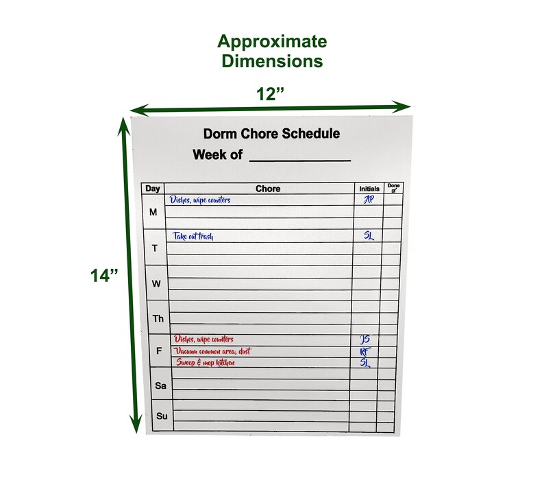 Dorm Chore Chart, Chore Board, Schedule, Weekly Planner - Etsy