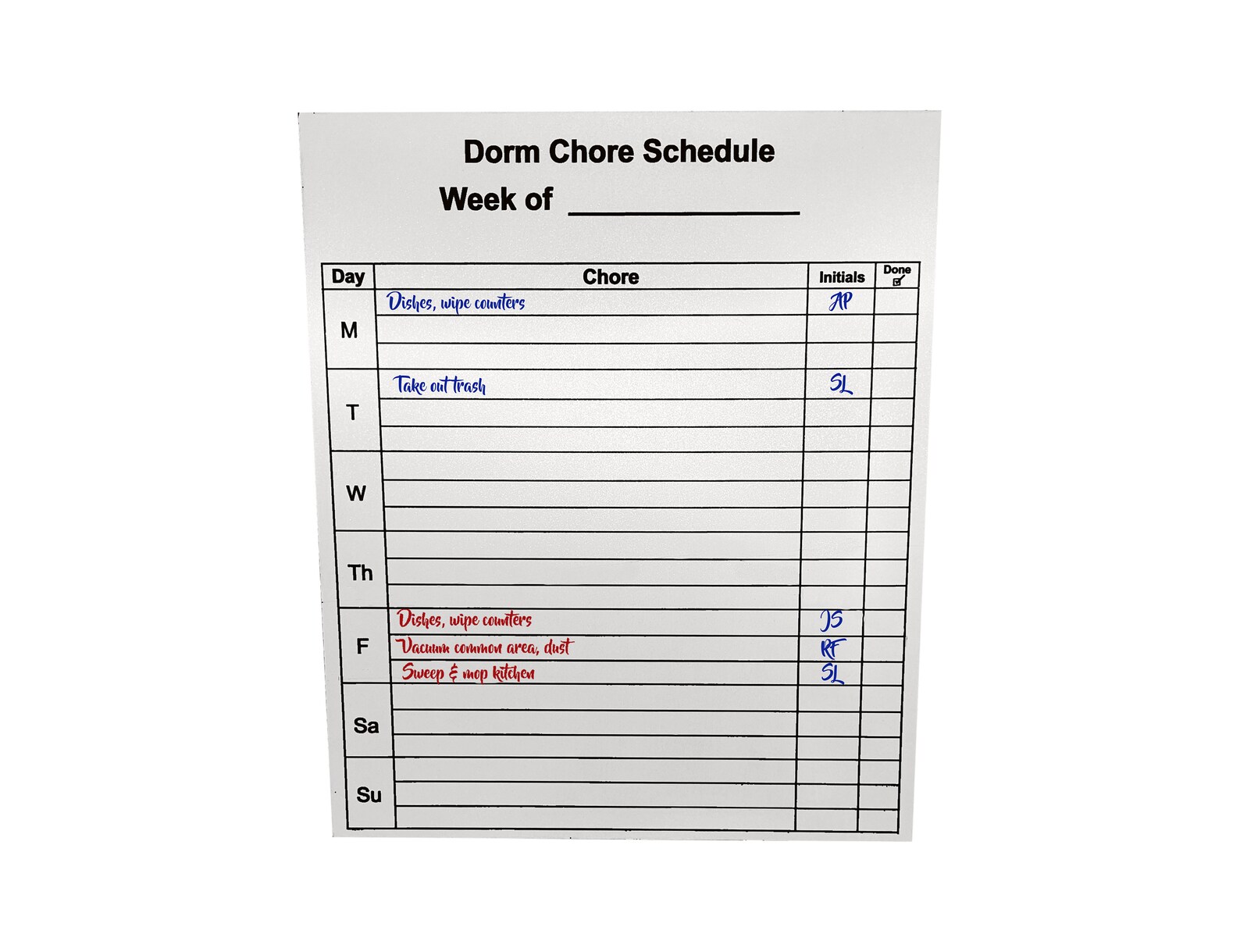 Dorm Chore Chart, Chore Board, Schedule, Weekly Planner - Etsy