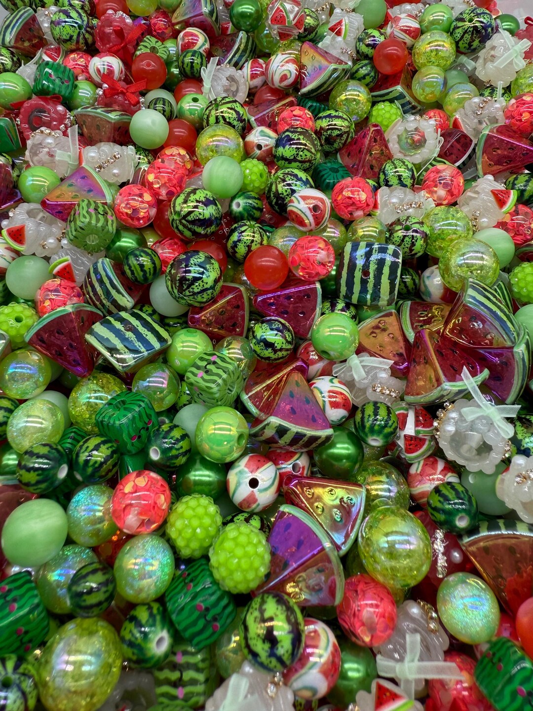 Watermelon Bead Mix: Acrylic, Resin, Glitter & Hand-painted Beads - Etsy