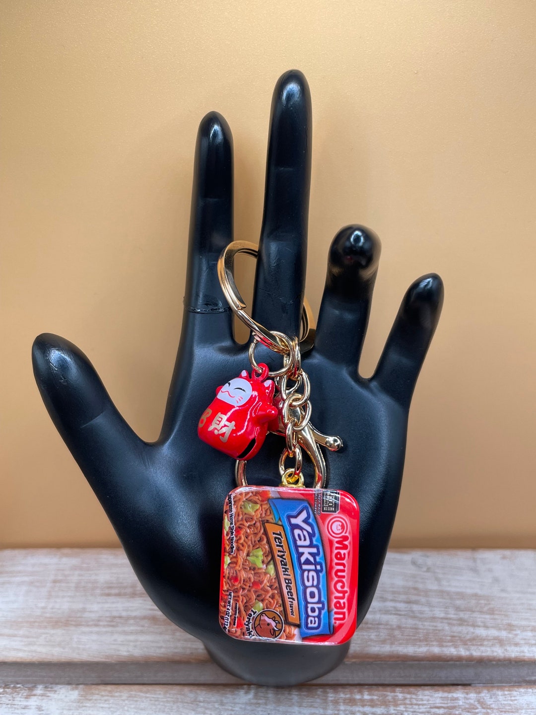 Mini Teriyaki Beef Noodle Keychain With Chinese Bell, Mini Food Brands ...