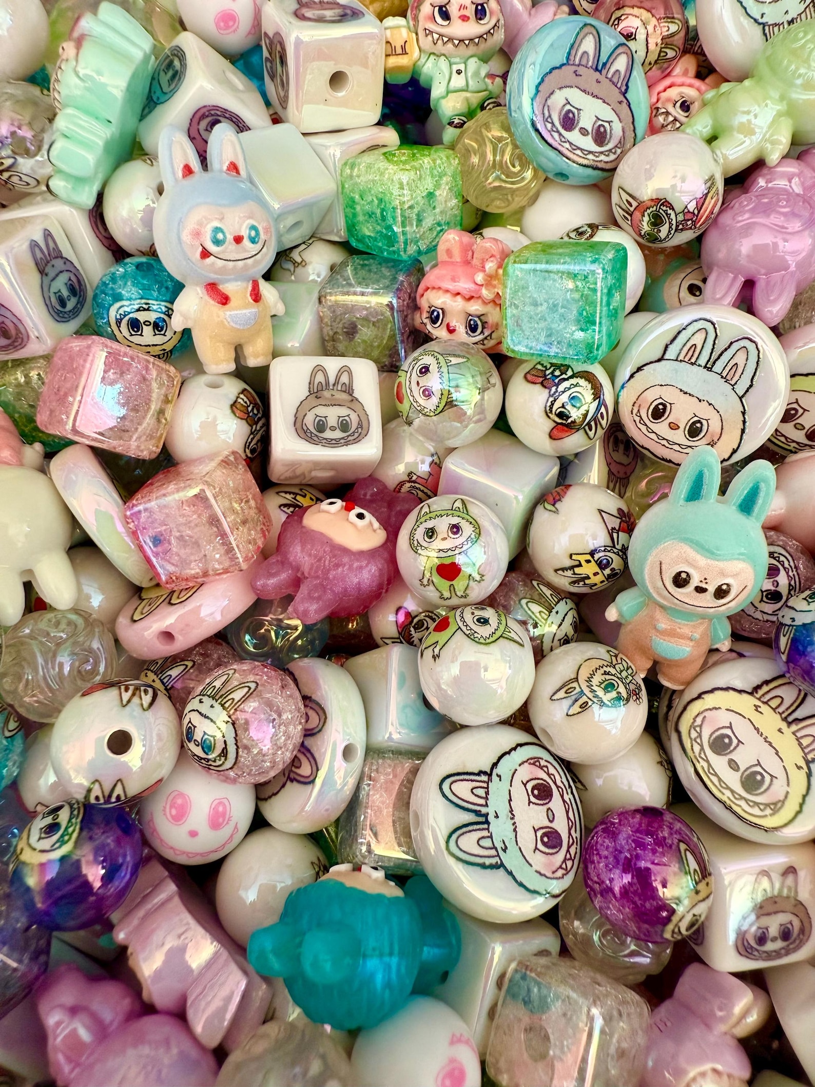 Kawaii Character Bead Mix: Pastel Acrylic & Resin Beads (16mm-20mm) - Etsy