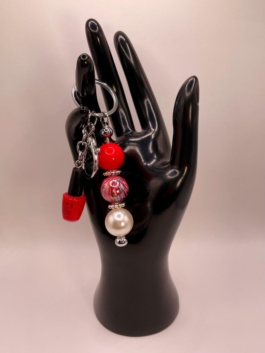 Mini Red Nail Polish Beaded Keychain, Mini Nail Polish, Gag Gift ...