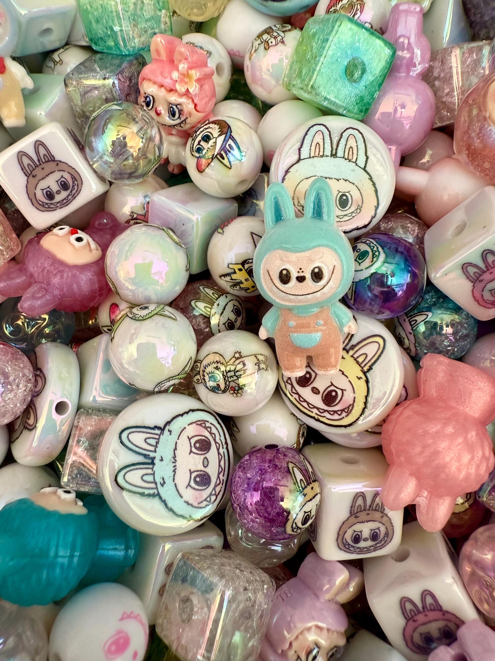 Kawaii Character Bead Mix: Pastel Acrylic & Resin Beads (16mm-20mm) - Etsy