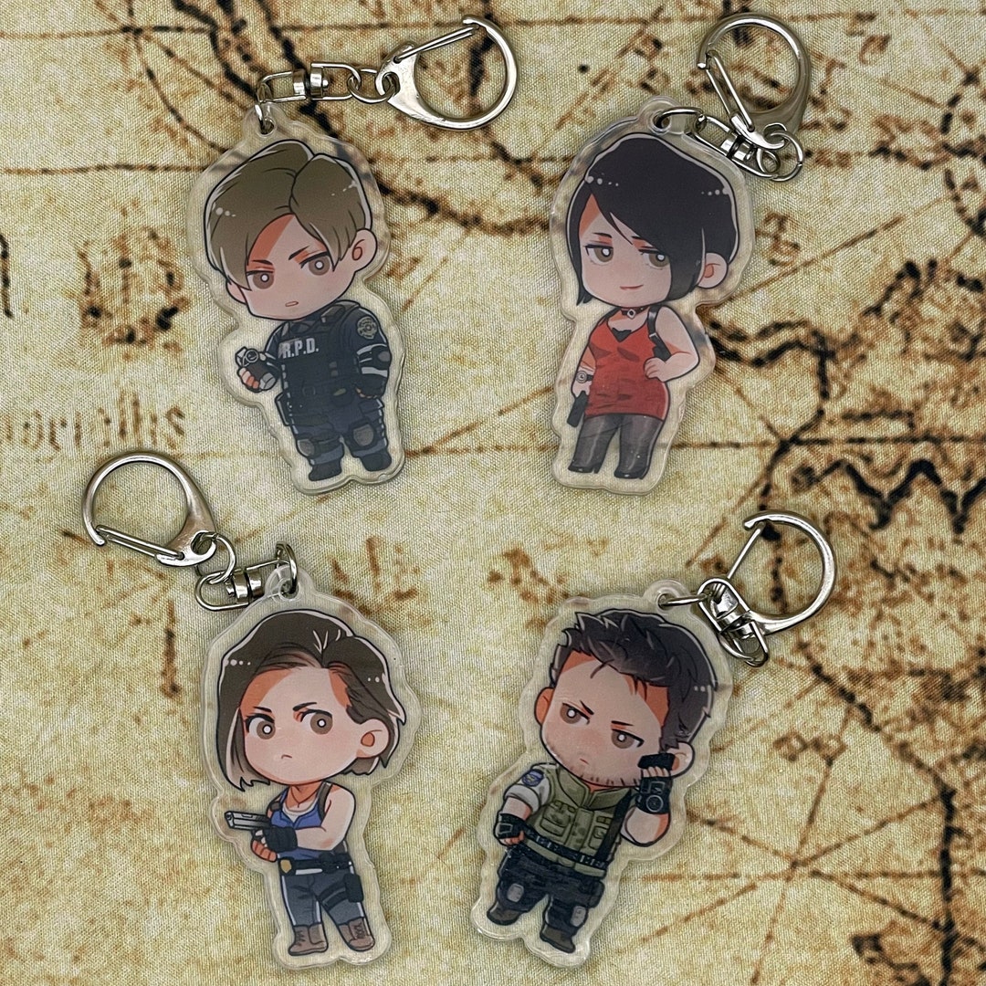 Resident Evil 4 Acrylic Charm Keychain Double Sided Resident Evil 1 2 3 ...