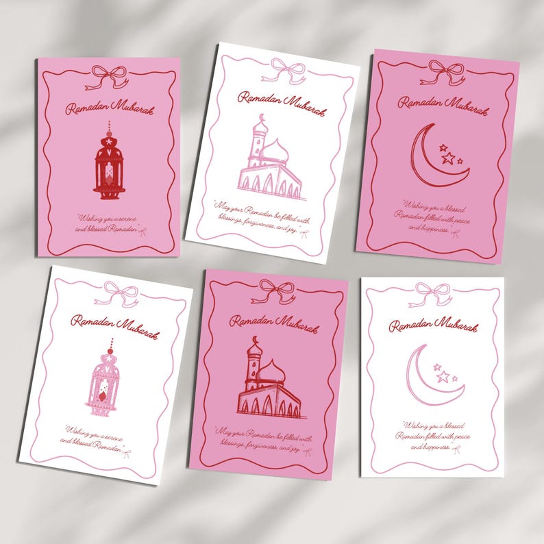 Printable Ramadan Mubarak Cards Set of 6 | Digital Download | Ramadan ...