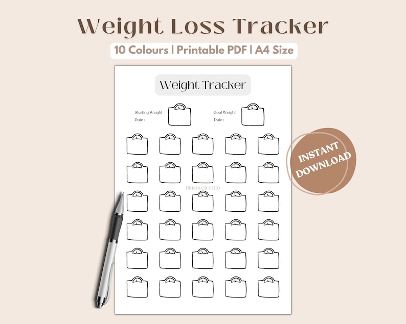 Printable Weight Loss Tracker Weight Tracker Journal Weight Tracking ...