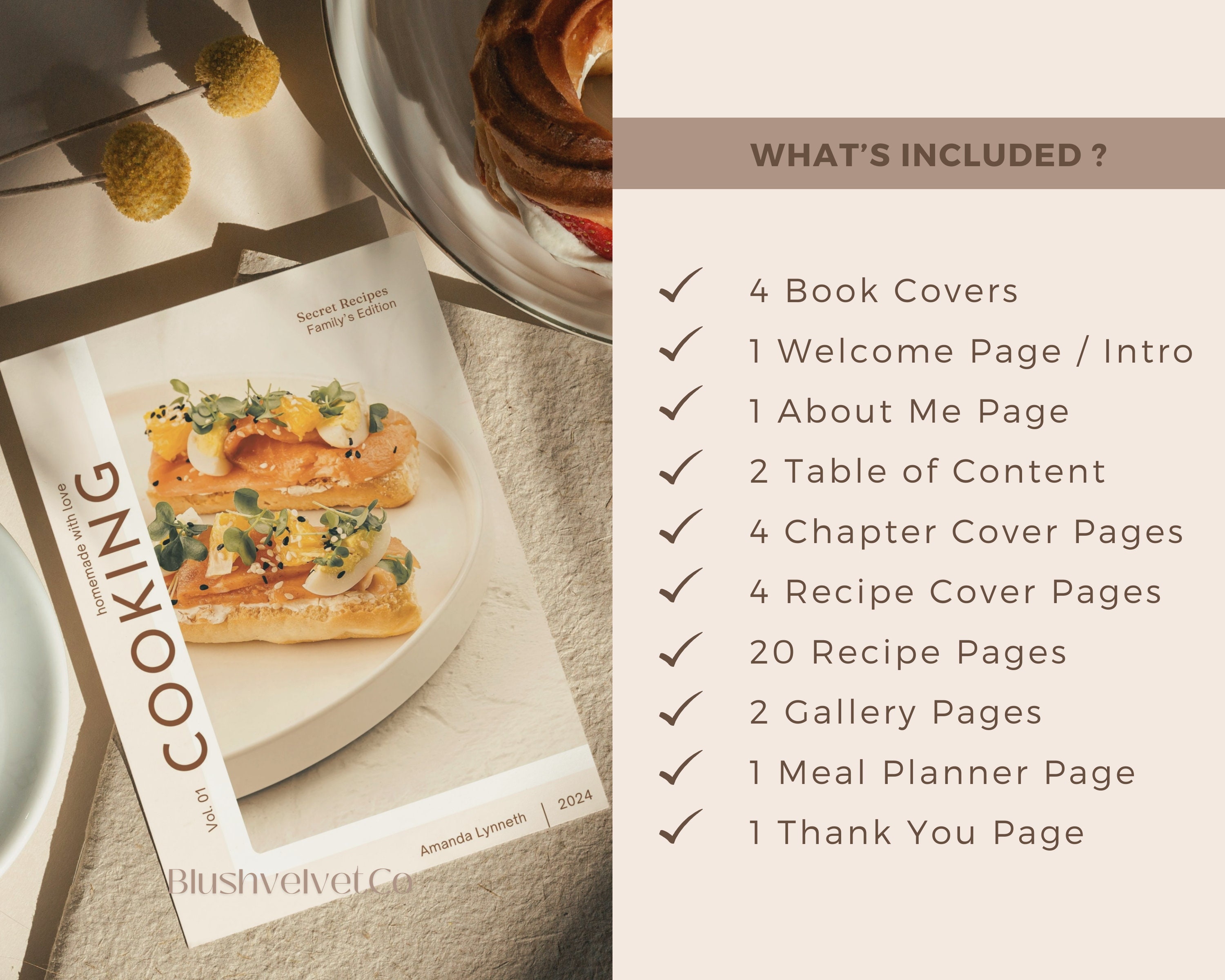 Cookbook Template | Recipe Book Template | Editable Cookbook Template ...