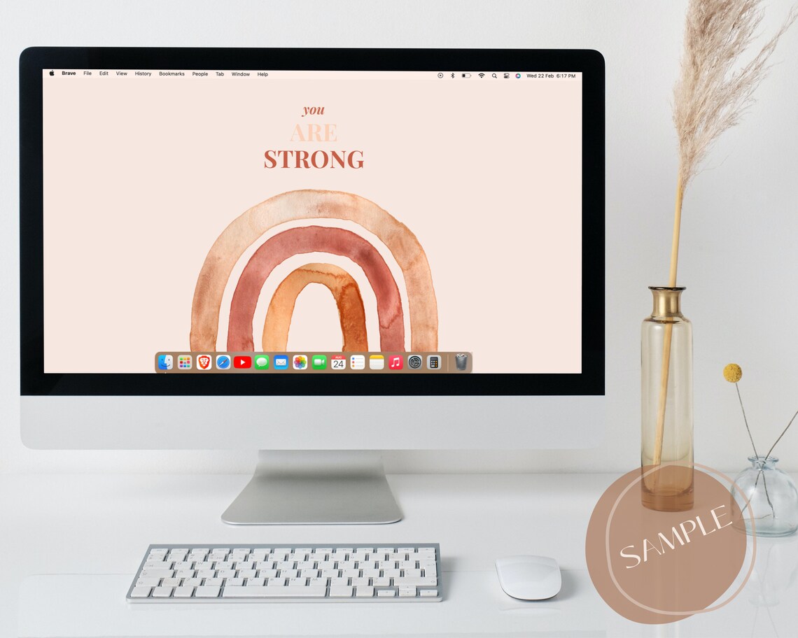 Boho Rainbow Desktop Wallpaper - You Are Strong | Boho Desktop ...