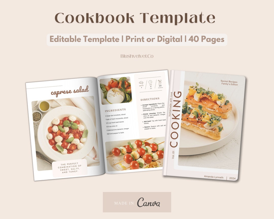 Cookbook Template | Recipe Book Template | Editable Cookbook Template ...