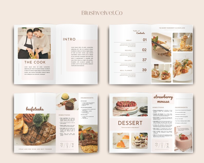 Editable Cookbook Template | Canva Recipe Book (40 Pages) - Etsy