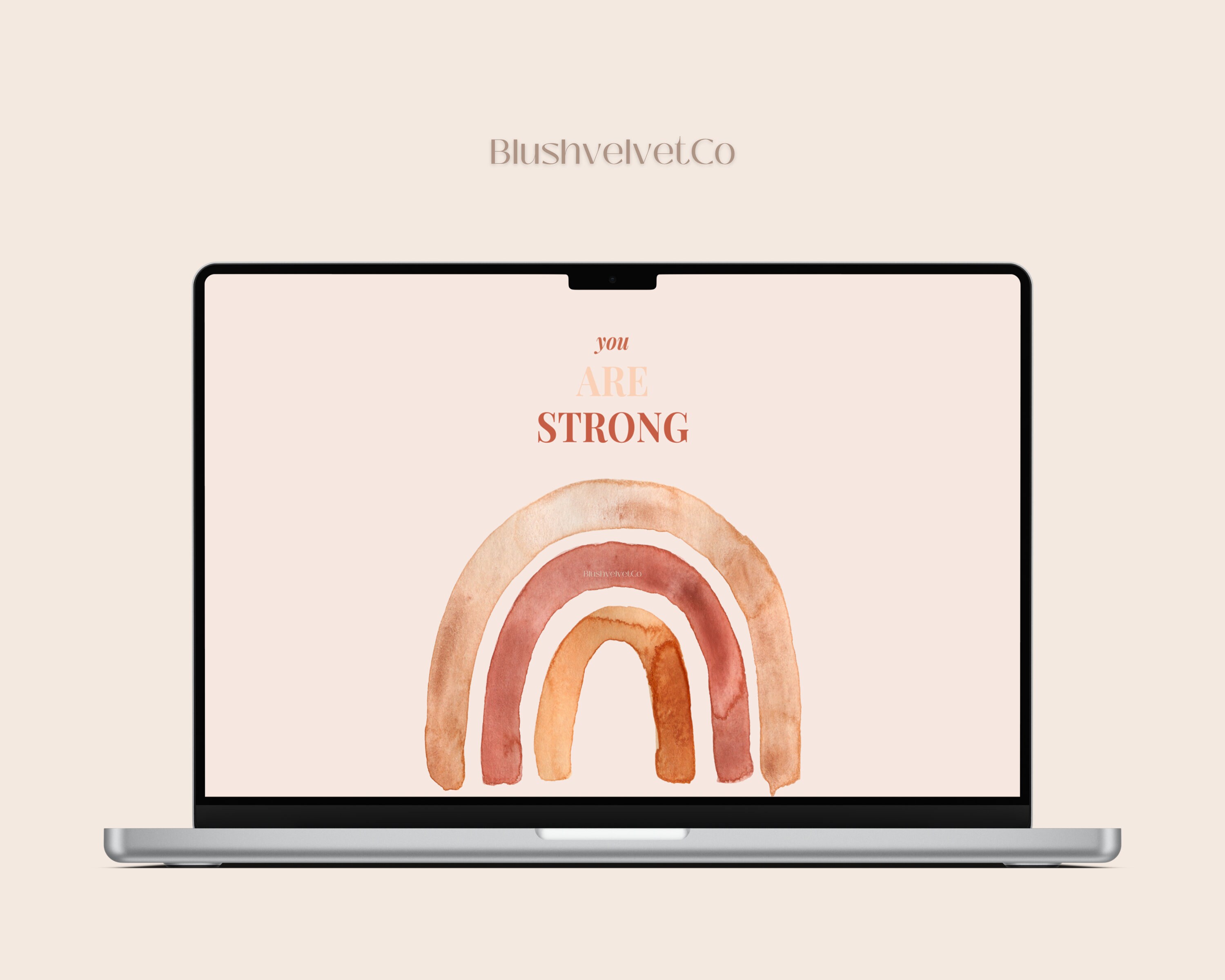 Boho Rainbow Desktop Wallpaper - You Are Strong | Boho Desktop ...