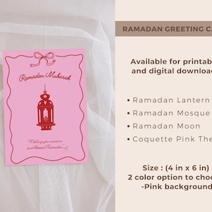 Printable Ramadan Mubarak Cards Set of 6 | Digital Download | Ramadan Wish & Greeting Cards ...
