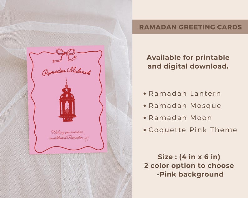 Printable Ramadan Mubarak Cards Set of 6 | Digital Download | Ramadan ...