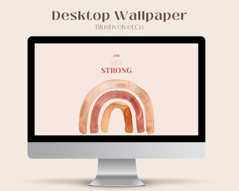 Boho Rainbow Desktop Wallpaper - You Are Strong | Boho Desktop ...