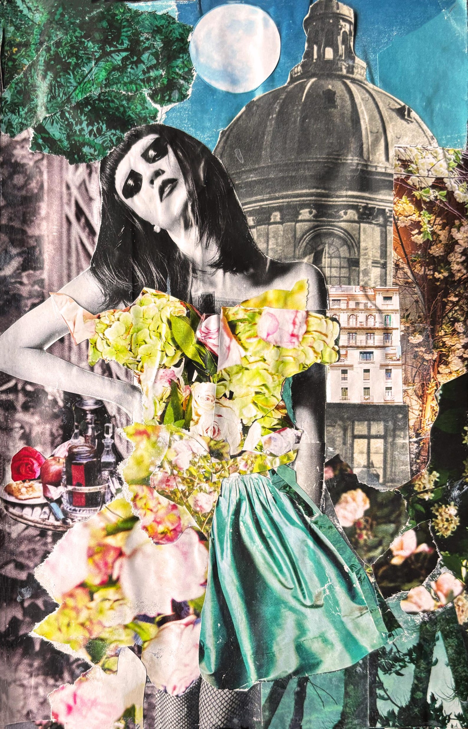Avant-garde Fashion Collage Art Print, Blooming Cityscape - Etsy