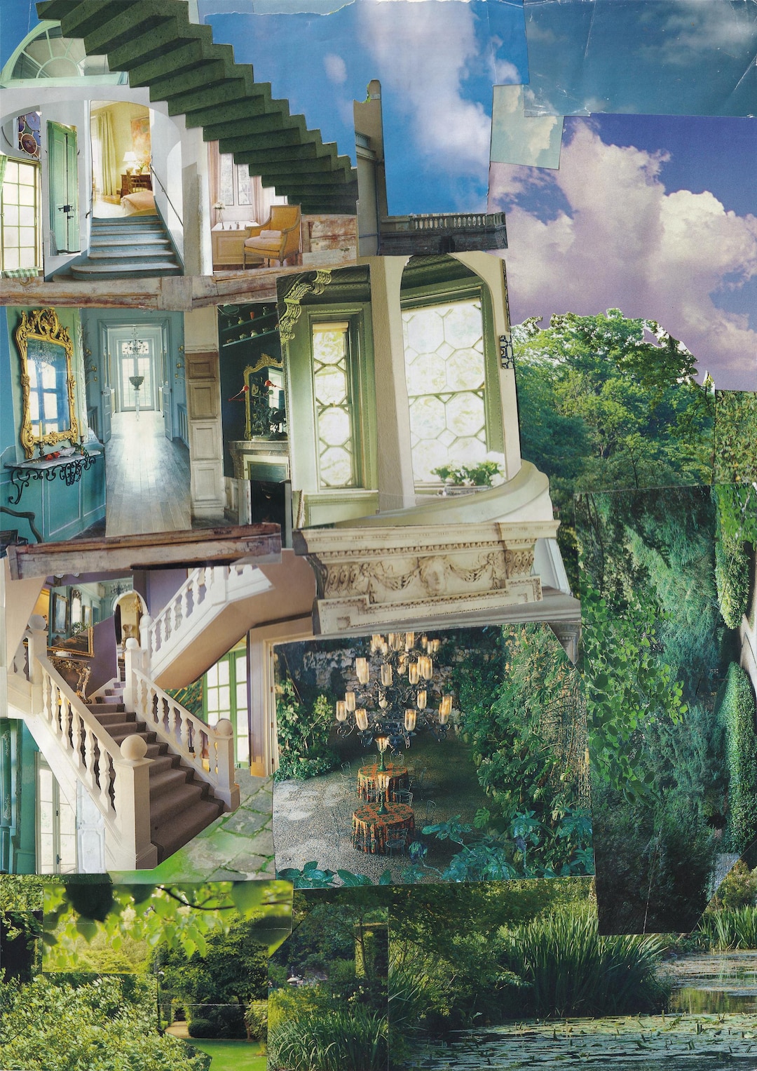 Architectural Dreamhouse Collage Art Print, Whimsical Handmade Artwork ...