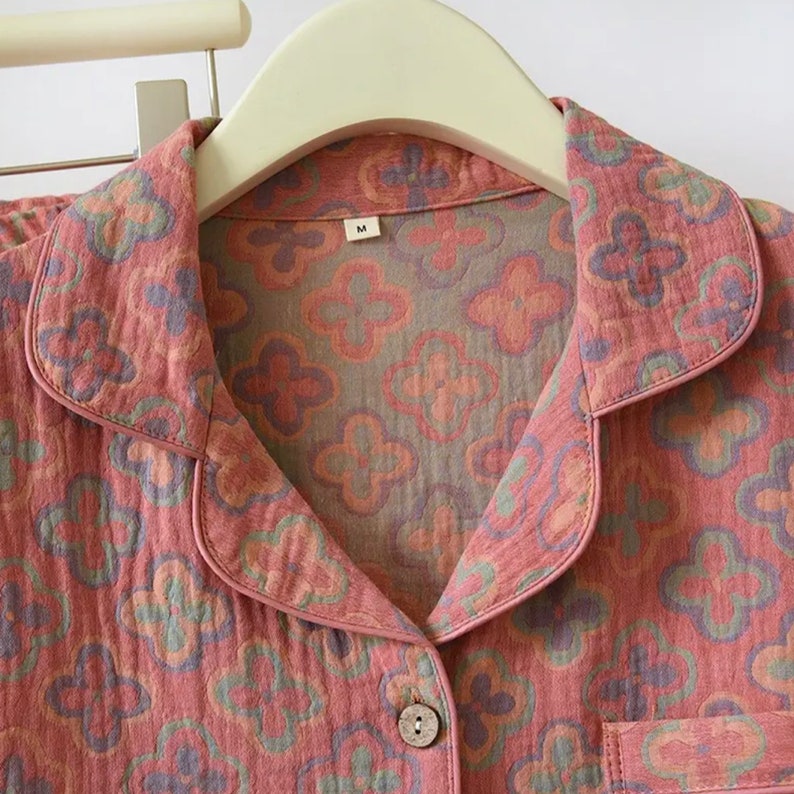 Women Comfy Night Pajama Set, 2 Piece Cotton Crepe Night Suit, Floral ...