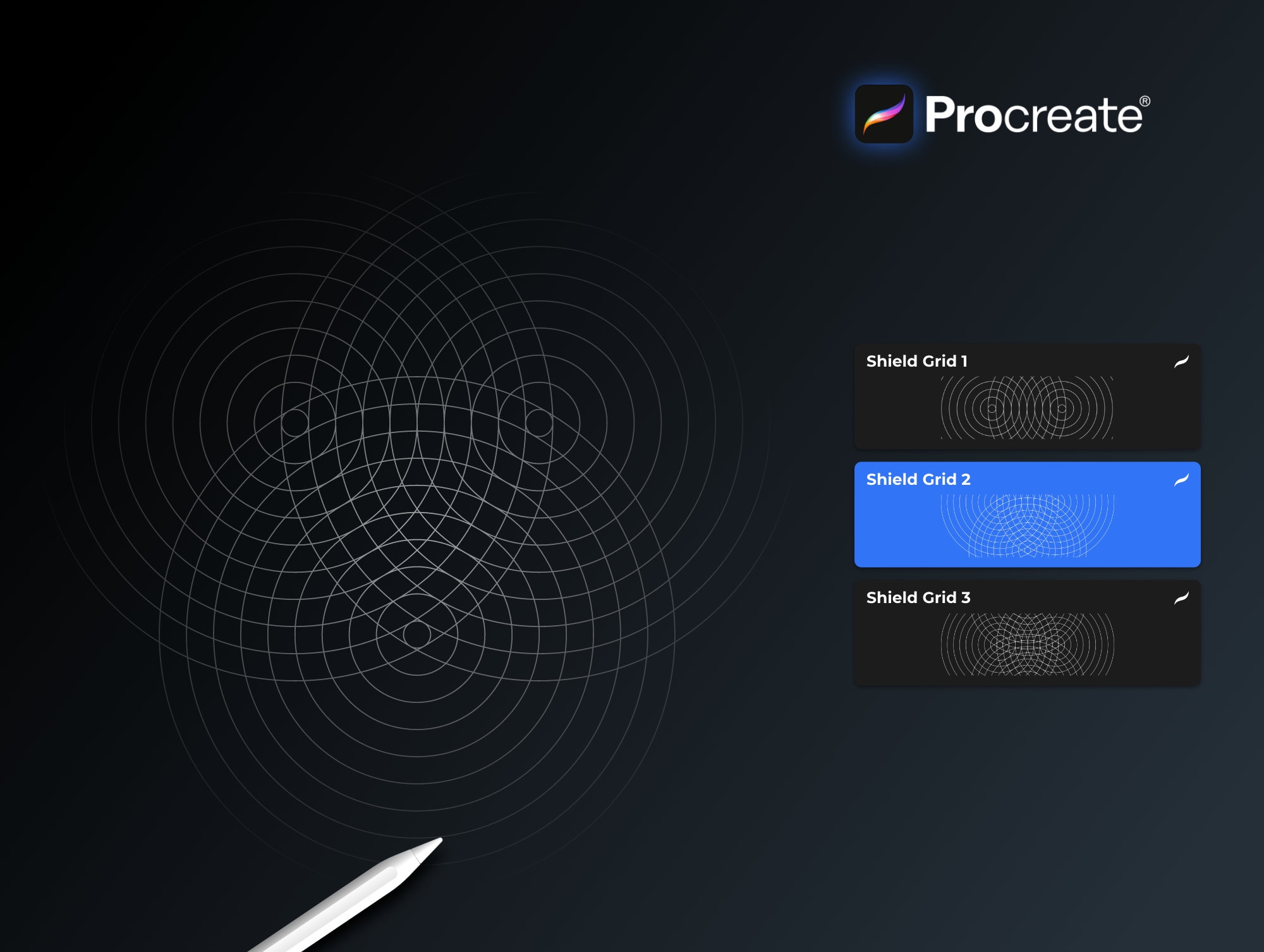 Procreate Logo Grid Stamps Shield Brushes With 3 Different - Etsy