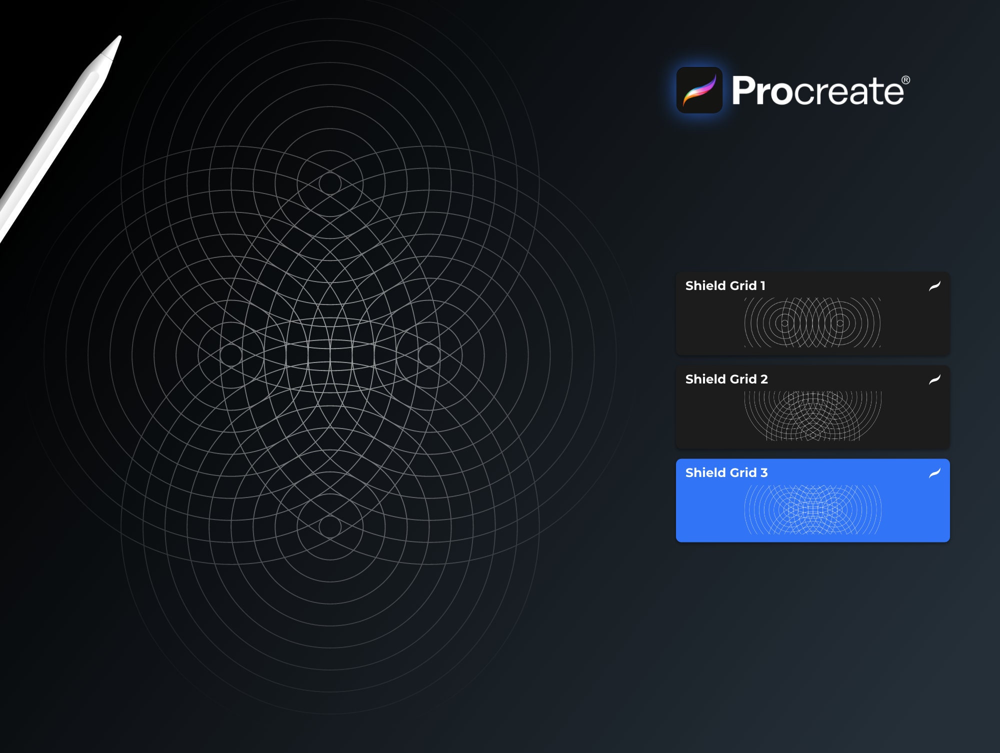 Procreate Logo Grid Stamps Shield Brushes With 3 Different - Etsy