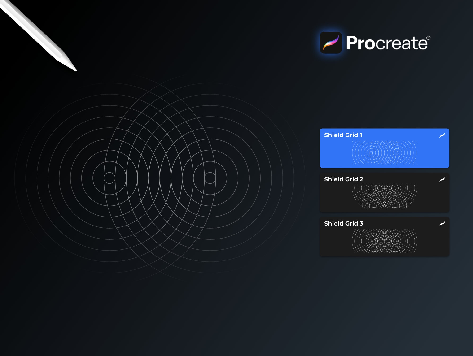 Procreate Logo Grid Stamps Shield Brushes With 3 Different - Etsy
