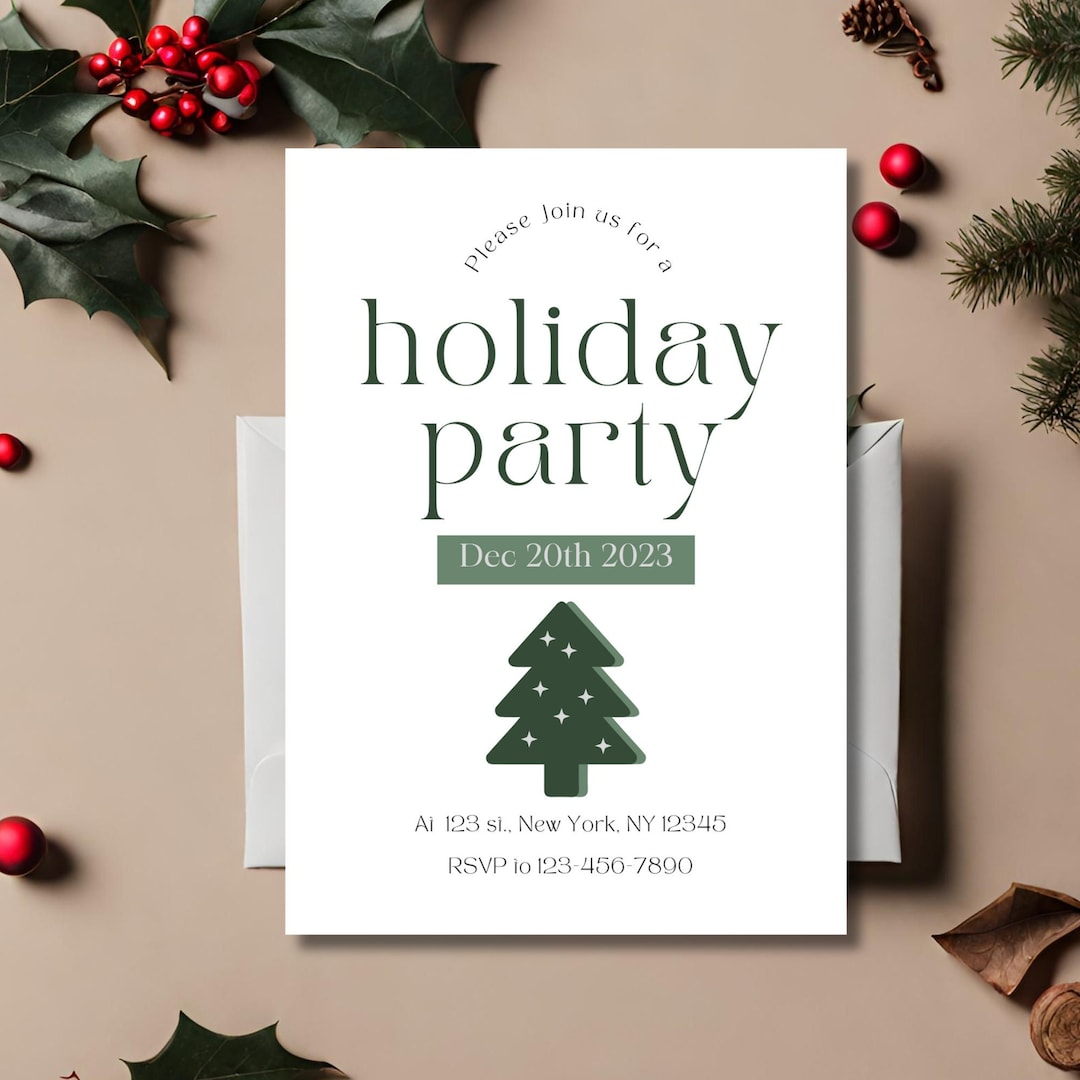 Editable Holiday Party Invitation Template, Easily Customizable DIY on ...