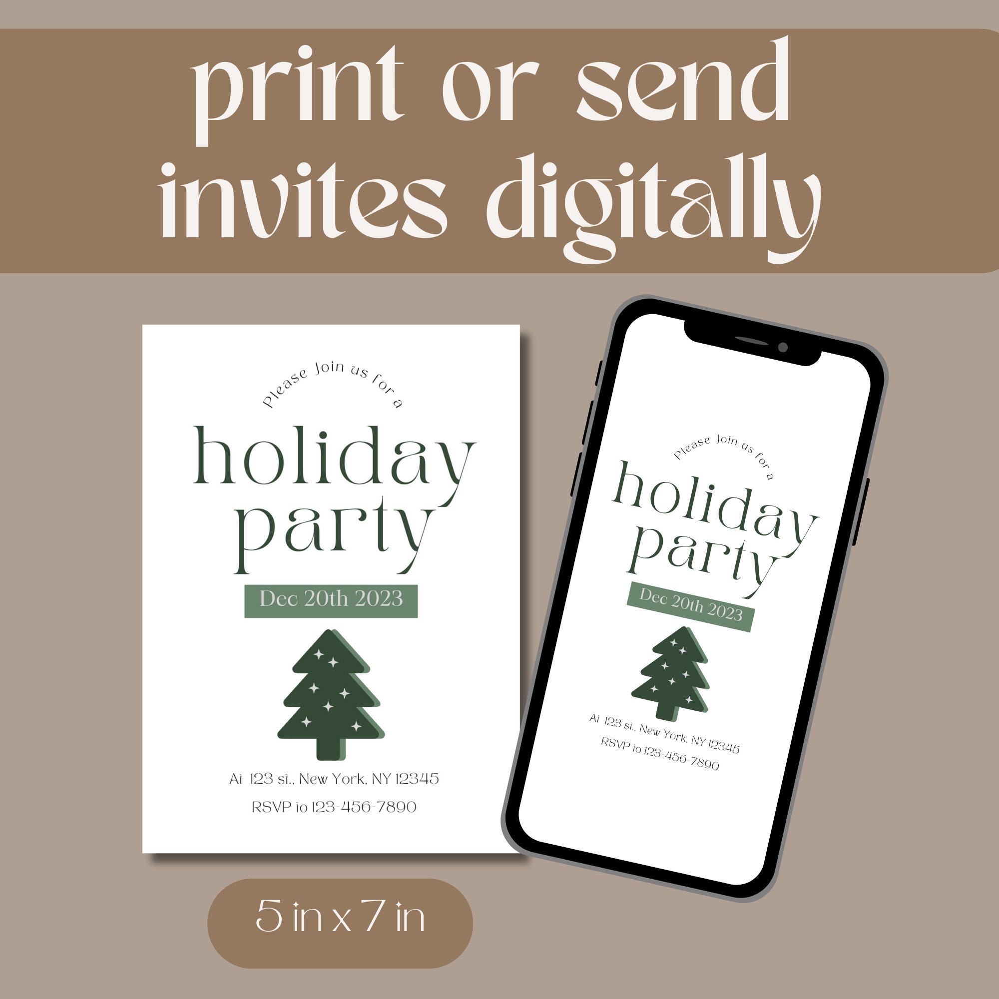 Editable Holiday Party Invitation Template, Easily Customizable DIY on ...
