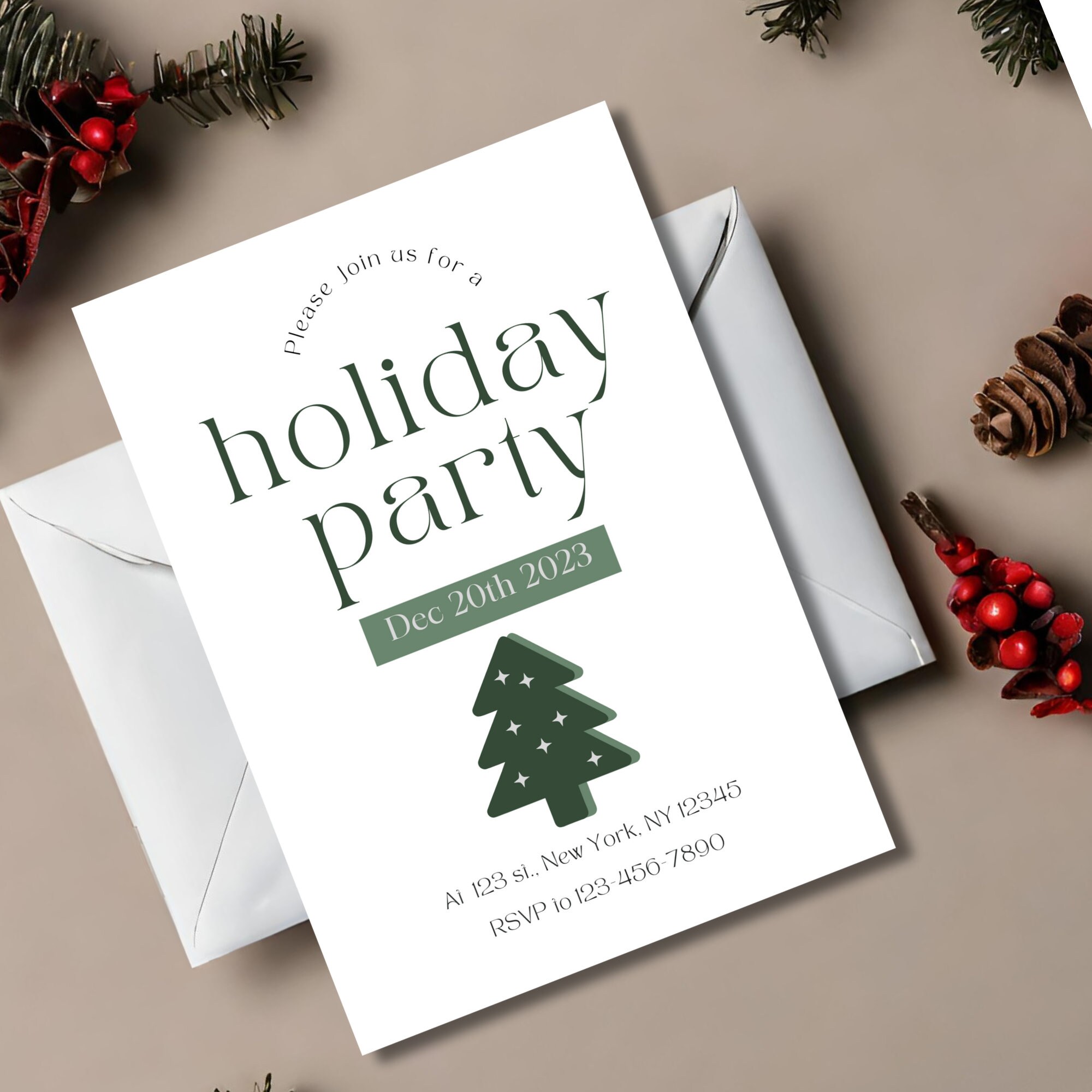 Editable Holiday Party Invitation Template, Easily Customizable DIY on ...