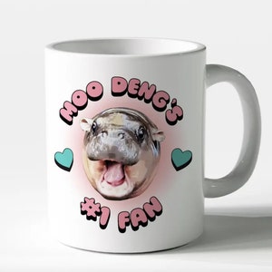 Baby Hippo Moo Deng Mug - Pigmy Hippo Meme Mug - White Ceramic Coffee ...