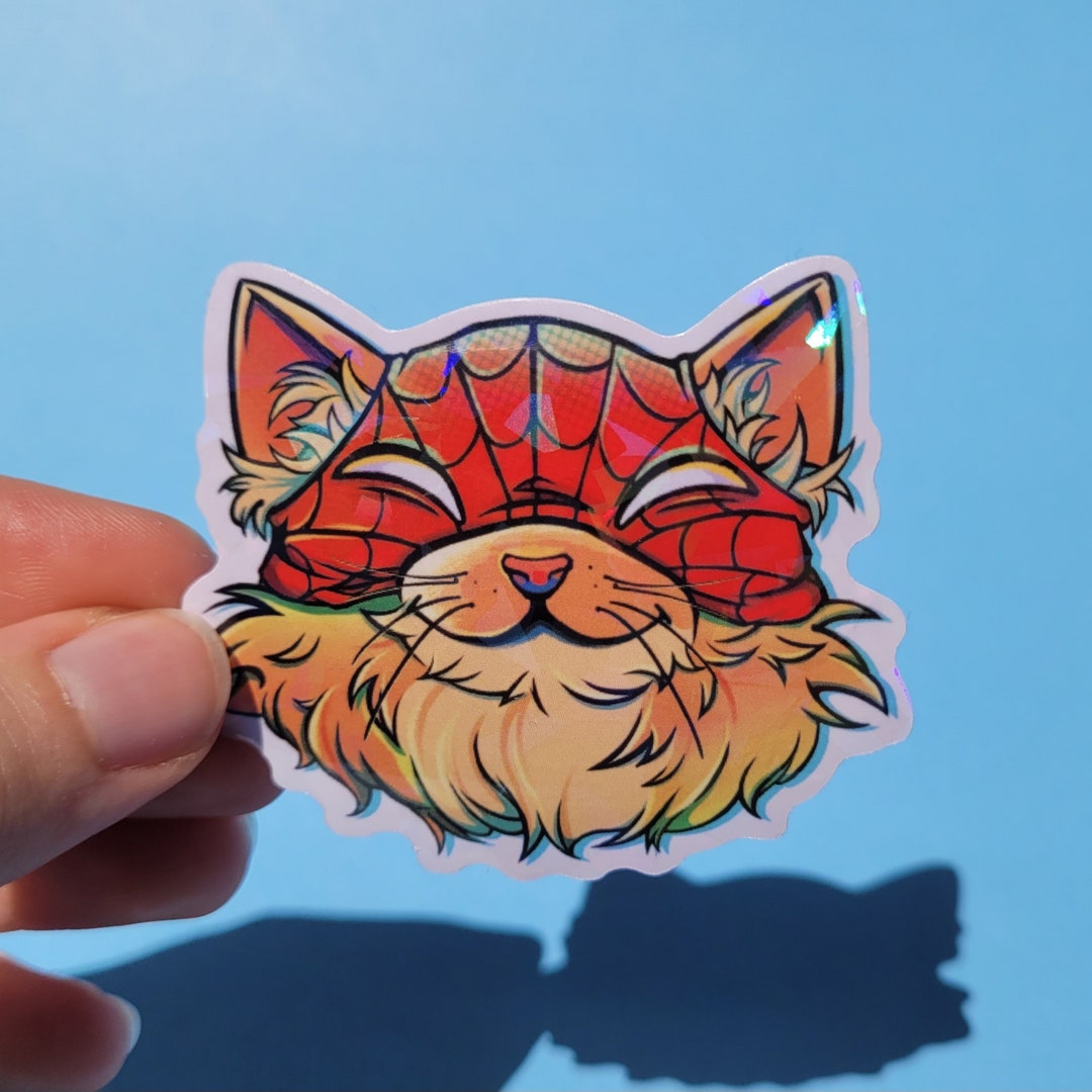 Spidercat Sticker | Spiderverse | Holographic Vinyl Sticker - Etsy