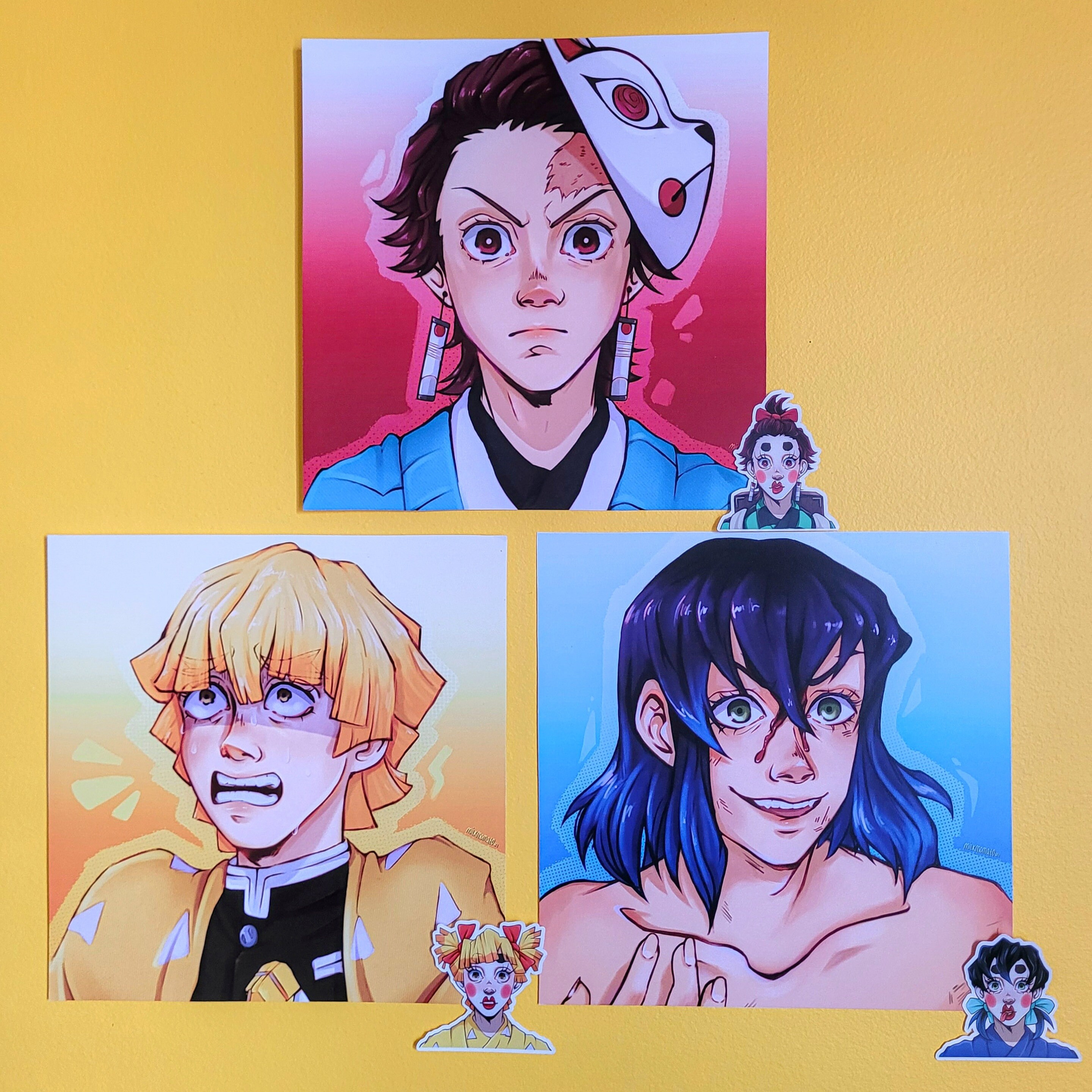 Demon Slayer Poster Tanjiro Kamado Zenitsu Agatsuma Inosuke Hashinira ...