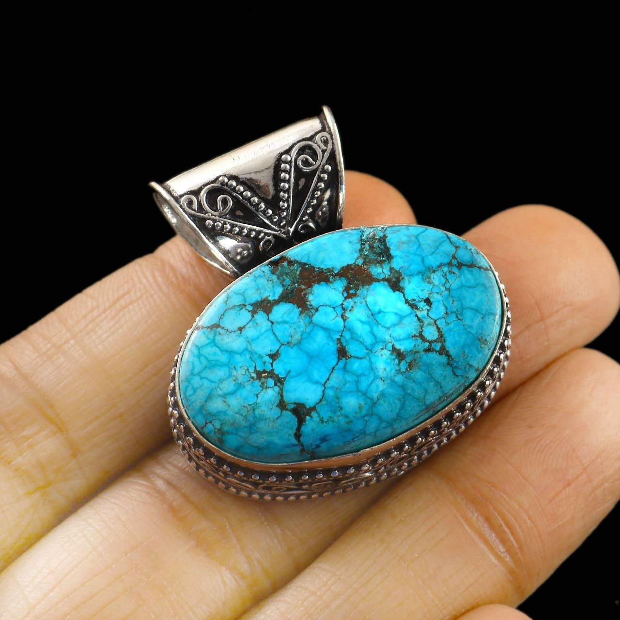 Blue Turquoise Pendant Handmade Pendant Gemstone Pendant 925 Starling ...