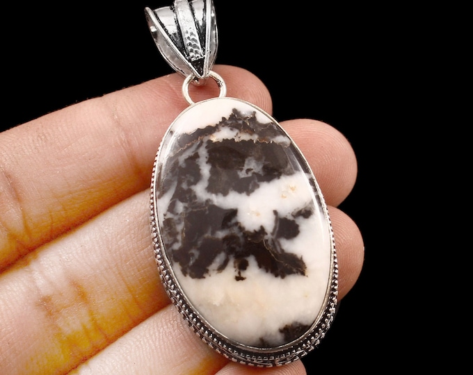 White Buffalo Turquoise Necklace, Sterling Silver, Nevada White Buffalo ...