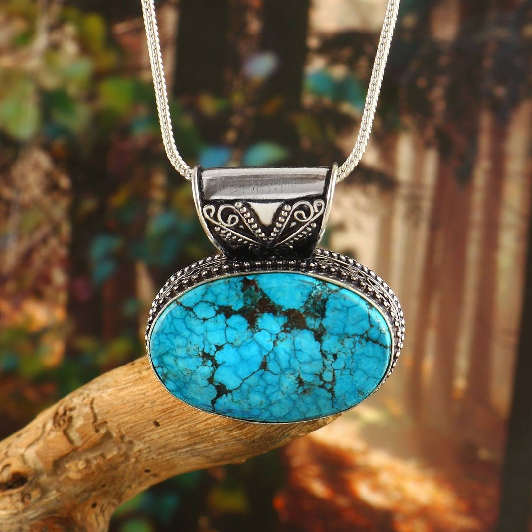Blue Turquoise Pendant Handmade Pendant Gemstone Pendant 925 Starling ...