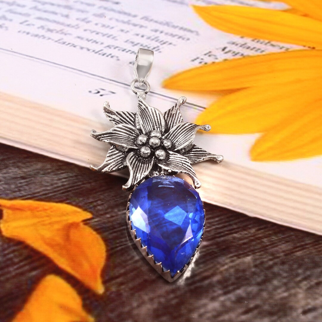 Iolite Pendant Blue Gemstone Pendant 925 Starling Silver Pendant Gift ...