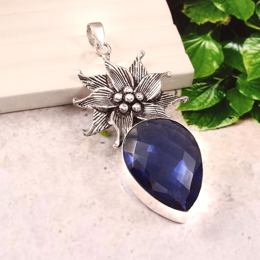 Iolite Pendant Blue Gemstone Pendant Handmade Pendant Necklace 925 ...