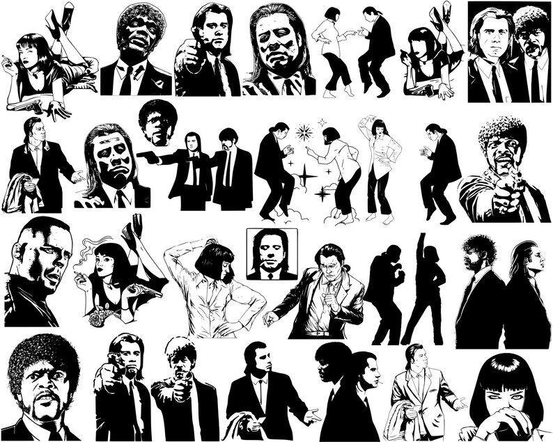 SVG File. 27 Pulp Fiction Vincent Vega 90s Tarantino Samuel - Etsy UK