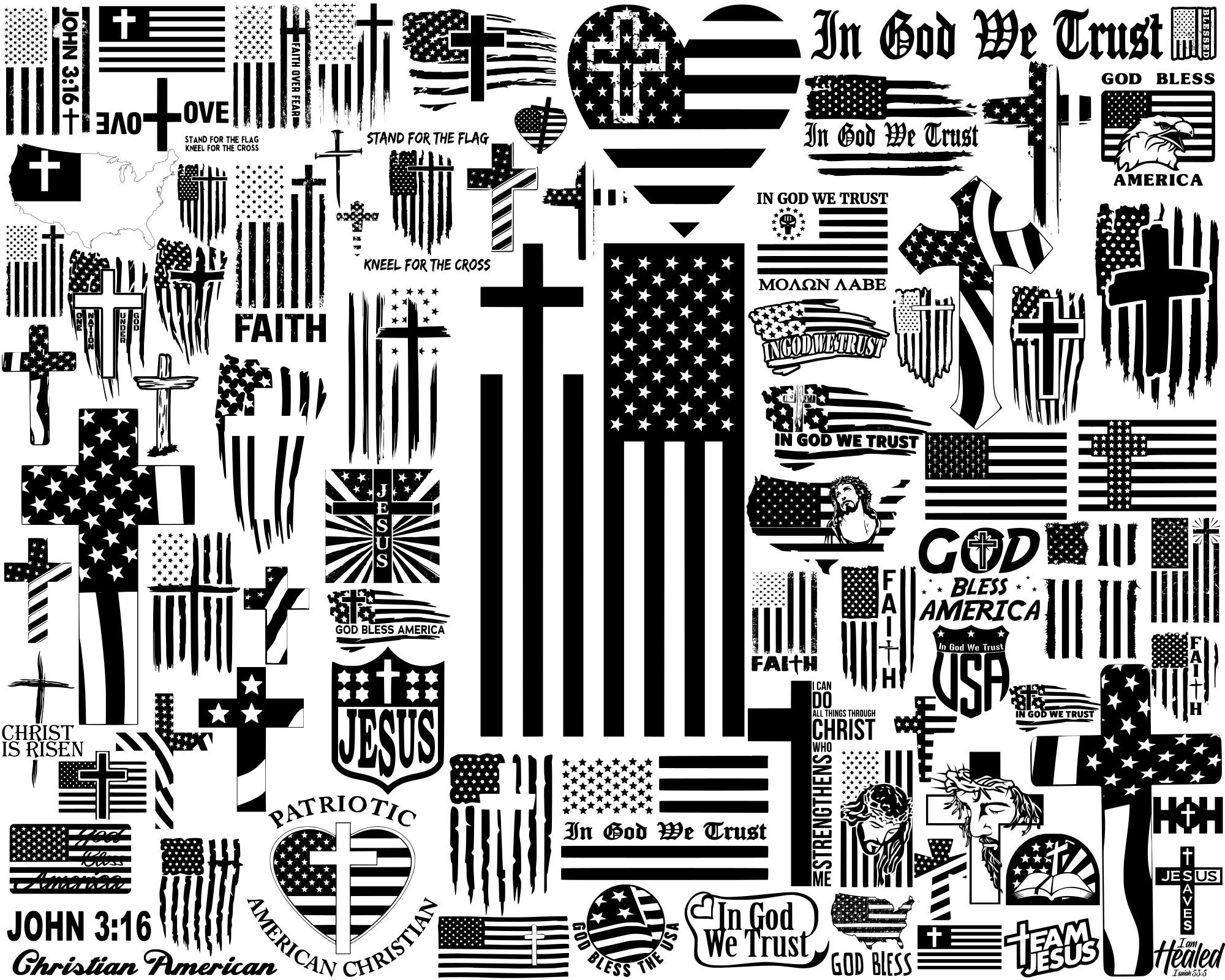 SVG File. 82 Christian American Flag USA in God We Trust Jesus - Etsy