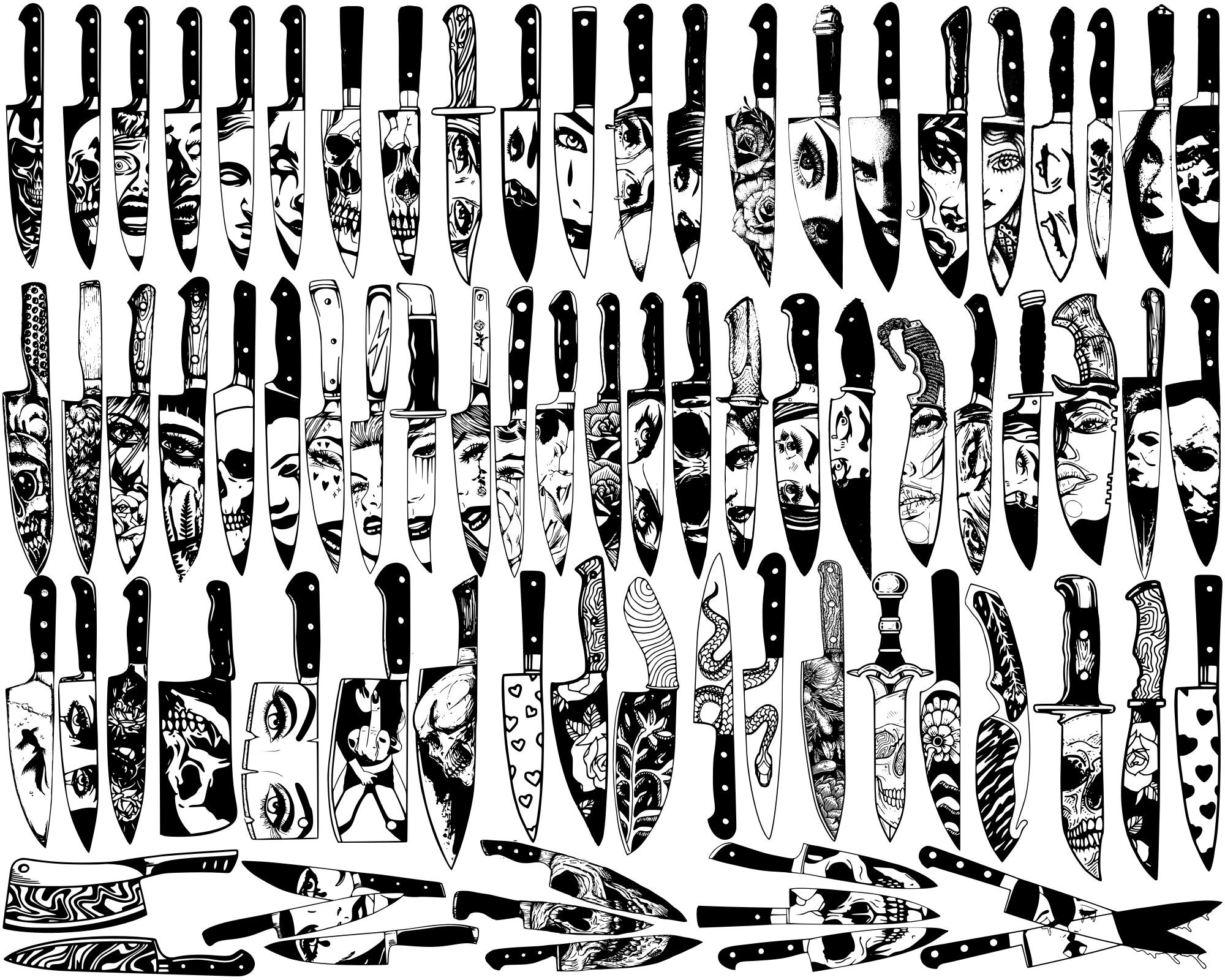 SVG File. 70 Knife Chef Blade Dagger Hatchet Drawing Engraving - Etsy