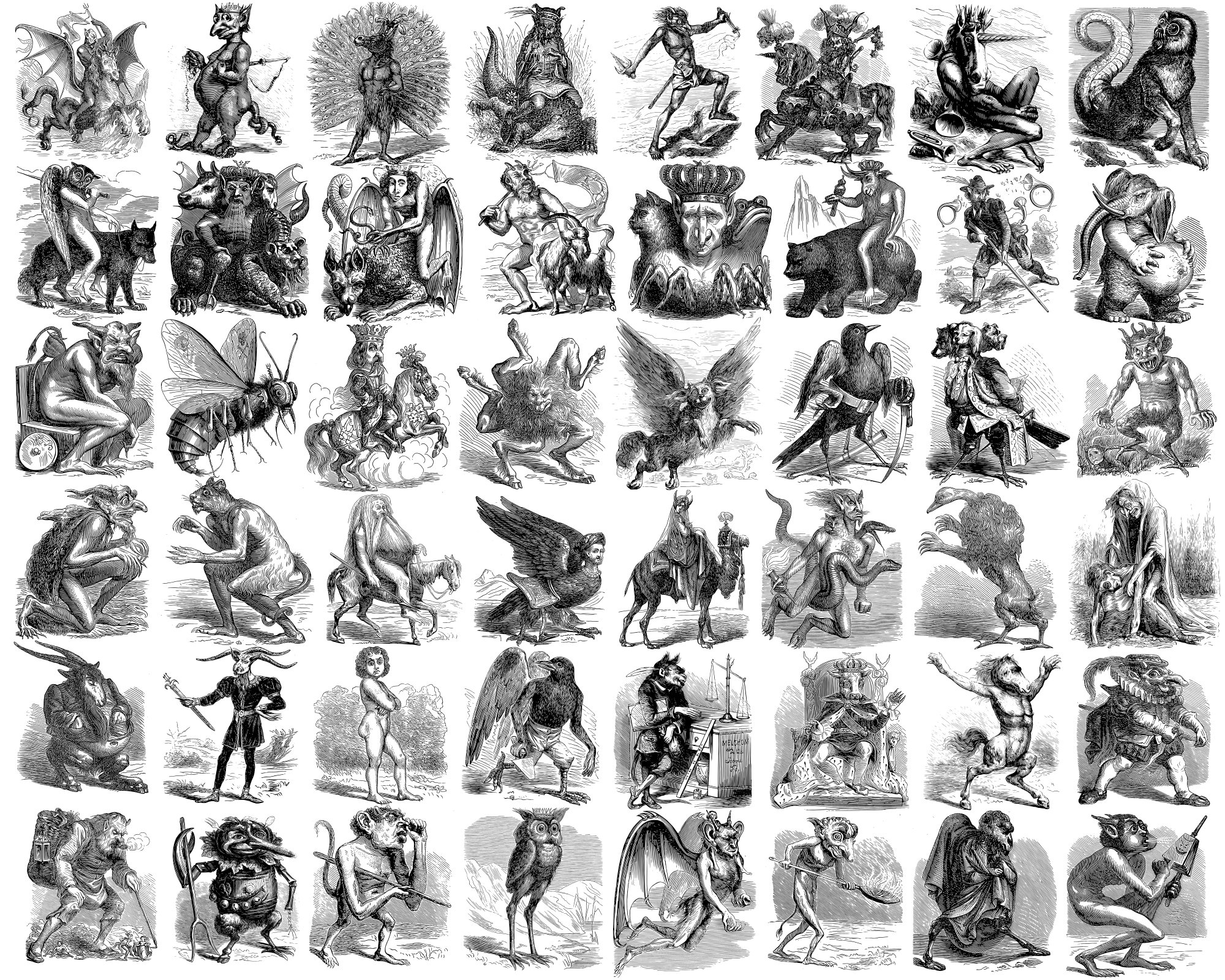 SVG File 48 Demon Satanic Creature Dictionnaire Infernal - Etsy