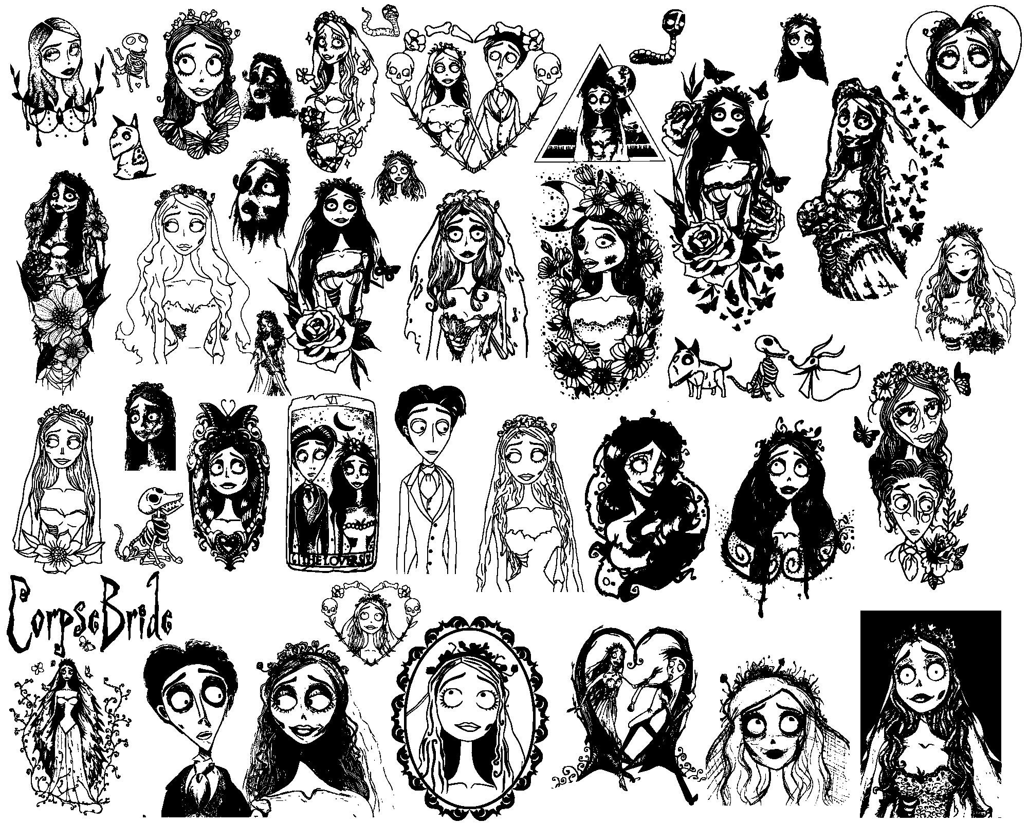 SVG File. 42 Corpse Bride Tim Burton Halloween Emily SVG File - Etsy ...