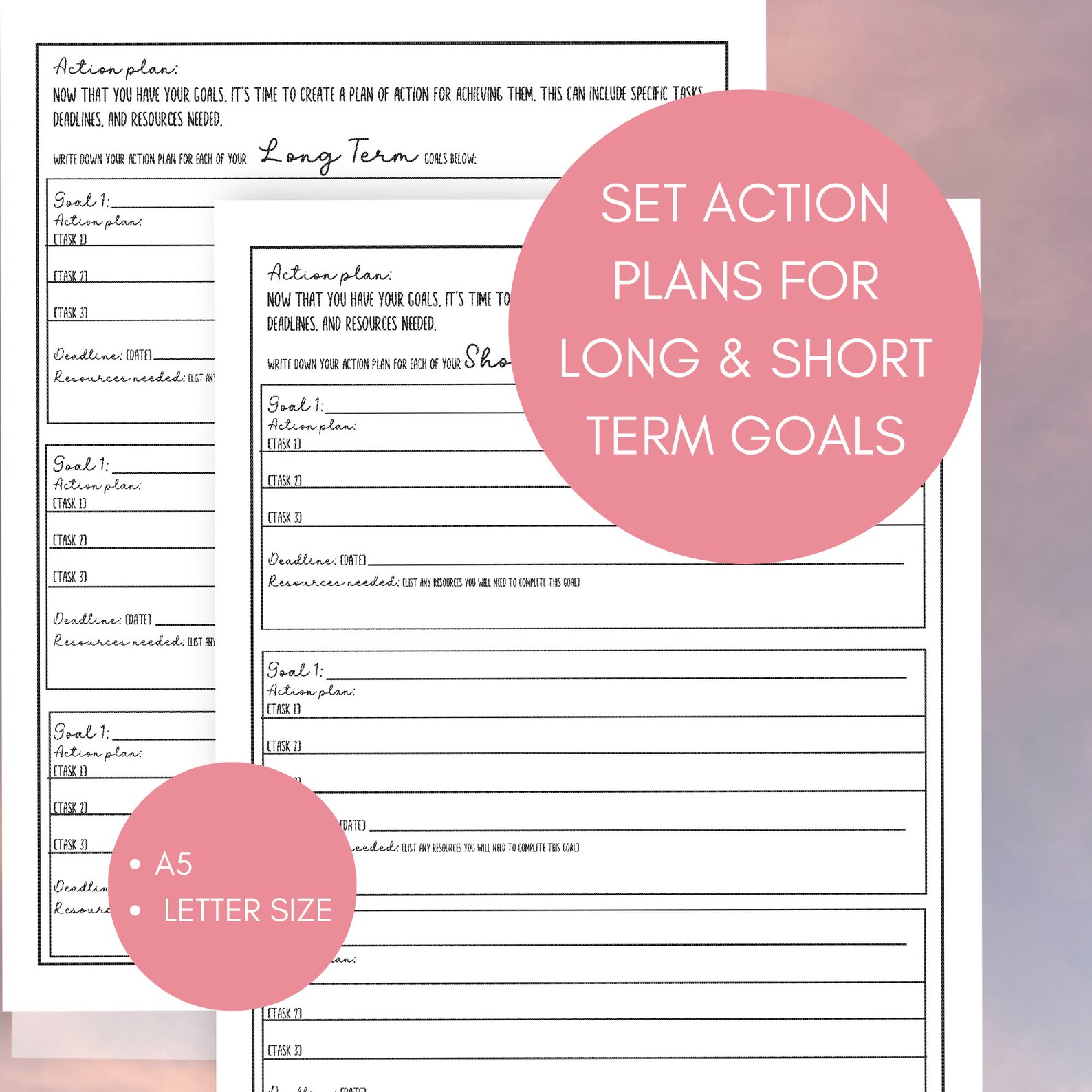 SMART Goal Setting Worksheet, Printable Goal Tracker, Goal Planner ...