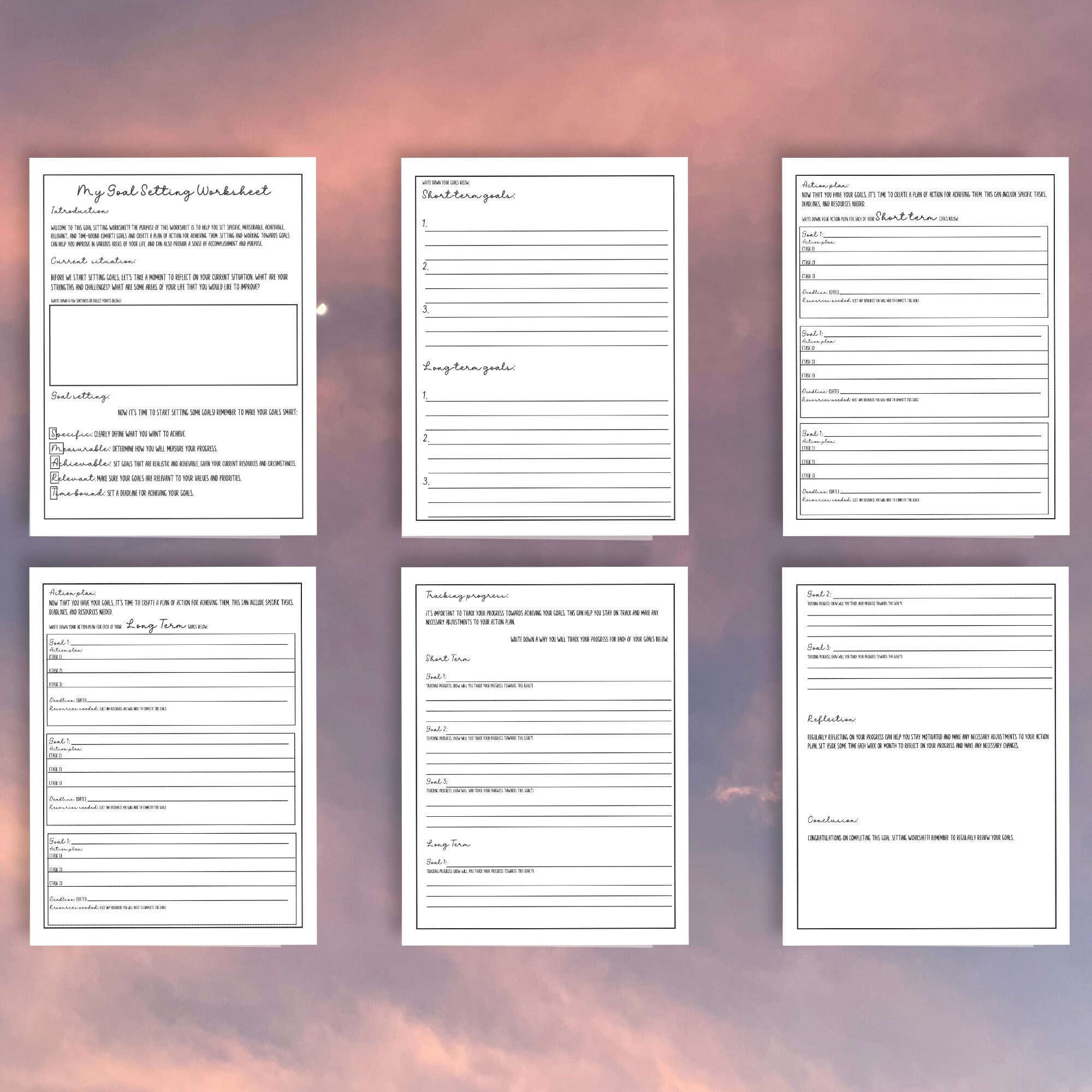 SMART Goal Setting Worksheet, Printable Goal Tracker, Goal Planner ...