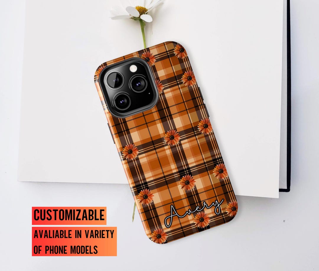 Personalized Fall Color Checkered Phone Case, Autumn Colorful Phone ...