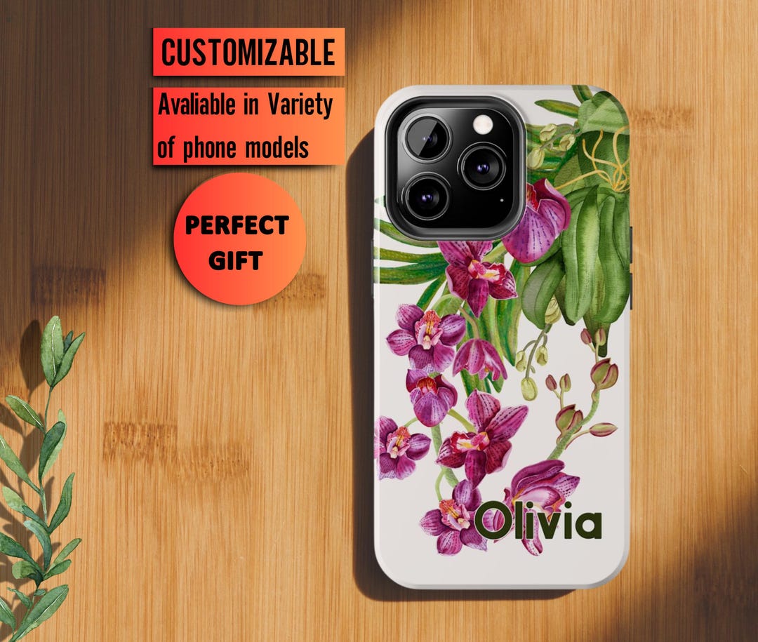Personalized Beautiful Tropical Orchid Plant Phone Case for iPhone 15 ...