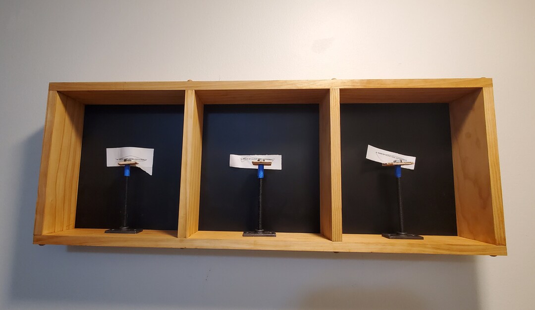 3 Compartment Wooden Shadowbox "blank" 36 X 13 X 4. Ideal for Mounting ...