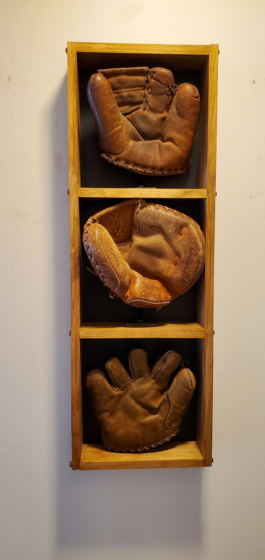 Vintage, Vertical 3-baseball Glove Art Decor. Great for Gift for ...