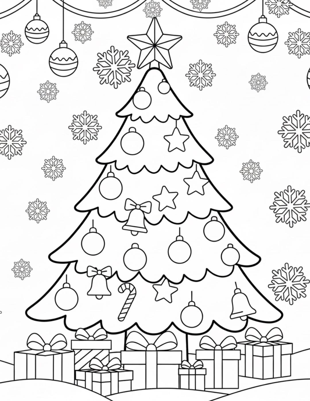 Christmas Tree Coloring Page | Holiday Printable Activity | Xmas Gift ...