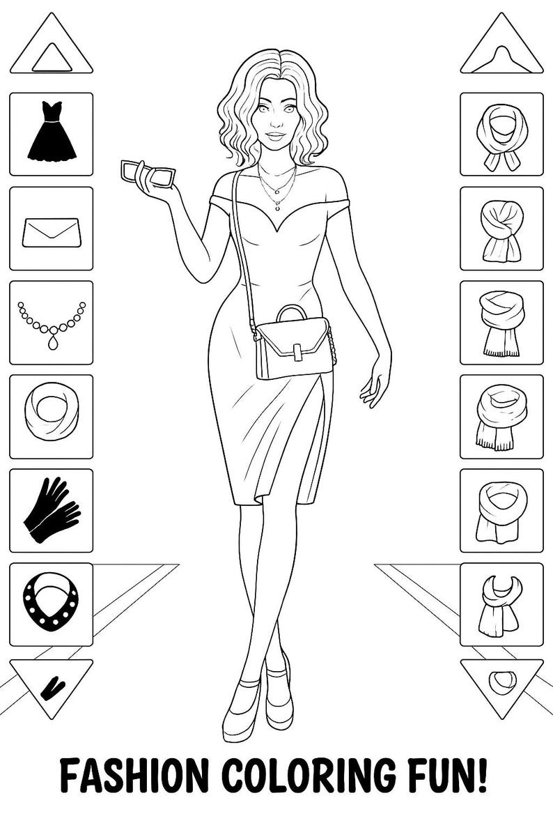 2000s Dress up Coloring Page • Y2K Fashion Game (PDF) - Etsy